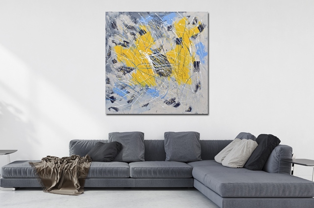 Kunst kaufen- Großformatiges Action Painting Kunstwerk mit Struktur ...